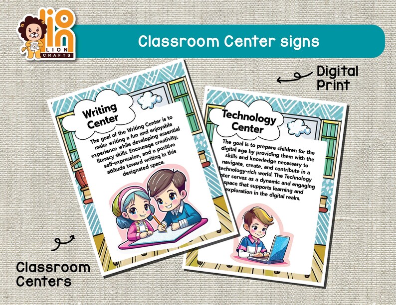 School Kids Classroom Centers Signs, Goal - Etsy