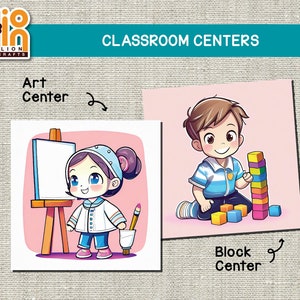 School Kids Classroom Centers Clip Art - Etsy