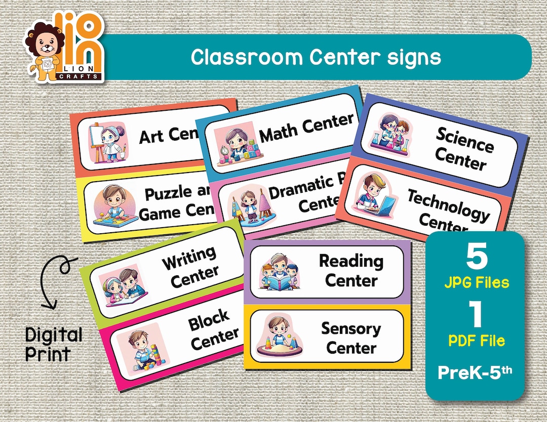 School Kids Classroom Centers Sings - Etsy