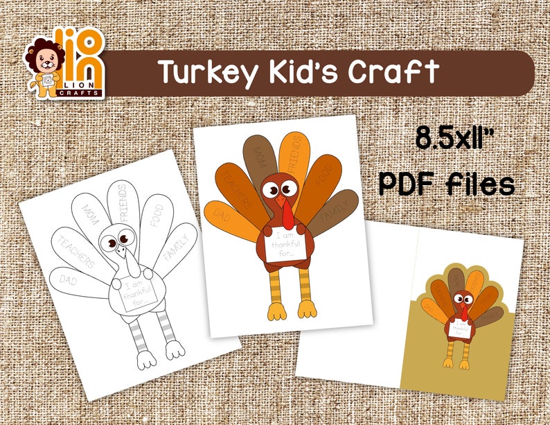 3D Printable Thankful Turkey Kid's Craft - Etsy