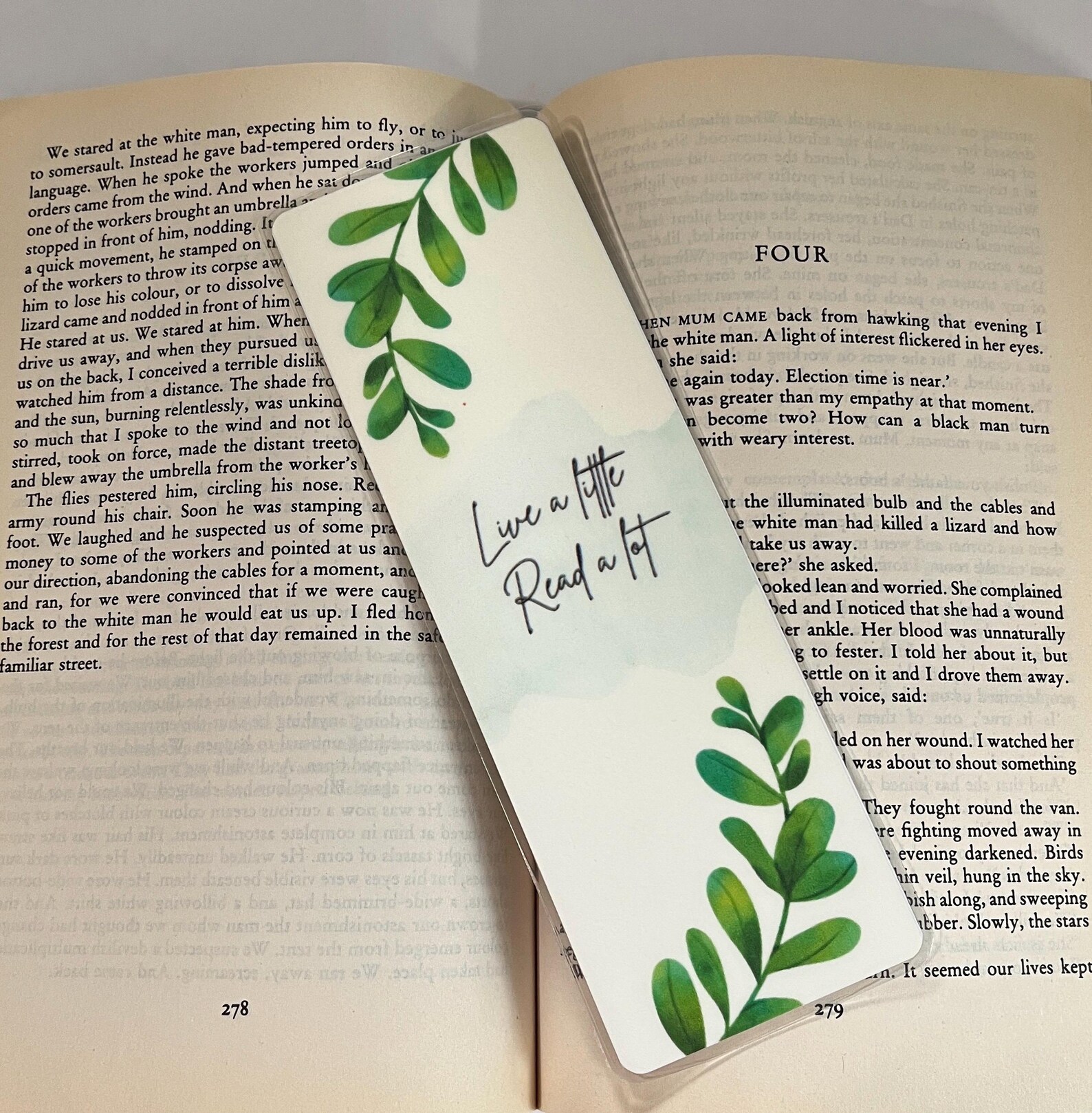 Live a Little, Read a Lot Bookmark – Greenery-inspired Laminated ...