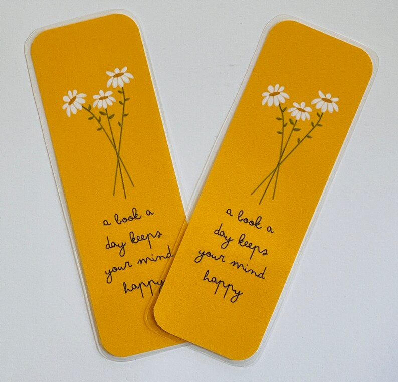 Yellow Floral Bookmark – "a Book a Day Keeps Your Mind Happy" - Etsy