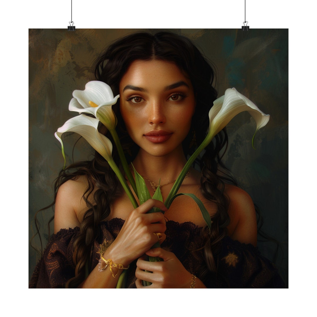Poster, Wall Art, Beautiful Woman, Floral, Mexican, Latin Gifts, Gift ...