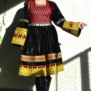 Afghan Black Tribal Kuchi Bakhmal Dress With Hand Knotted Yakhan - Etsy