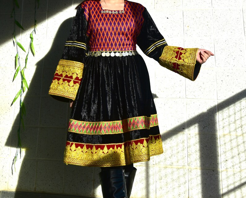 Afghan Black Tribal Kuchi Bakhmal Dress With Hand Knotted Yakhan - Etsy
