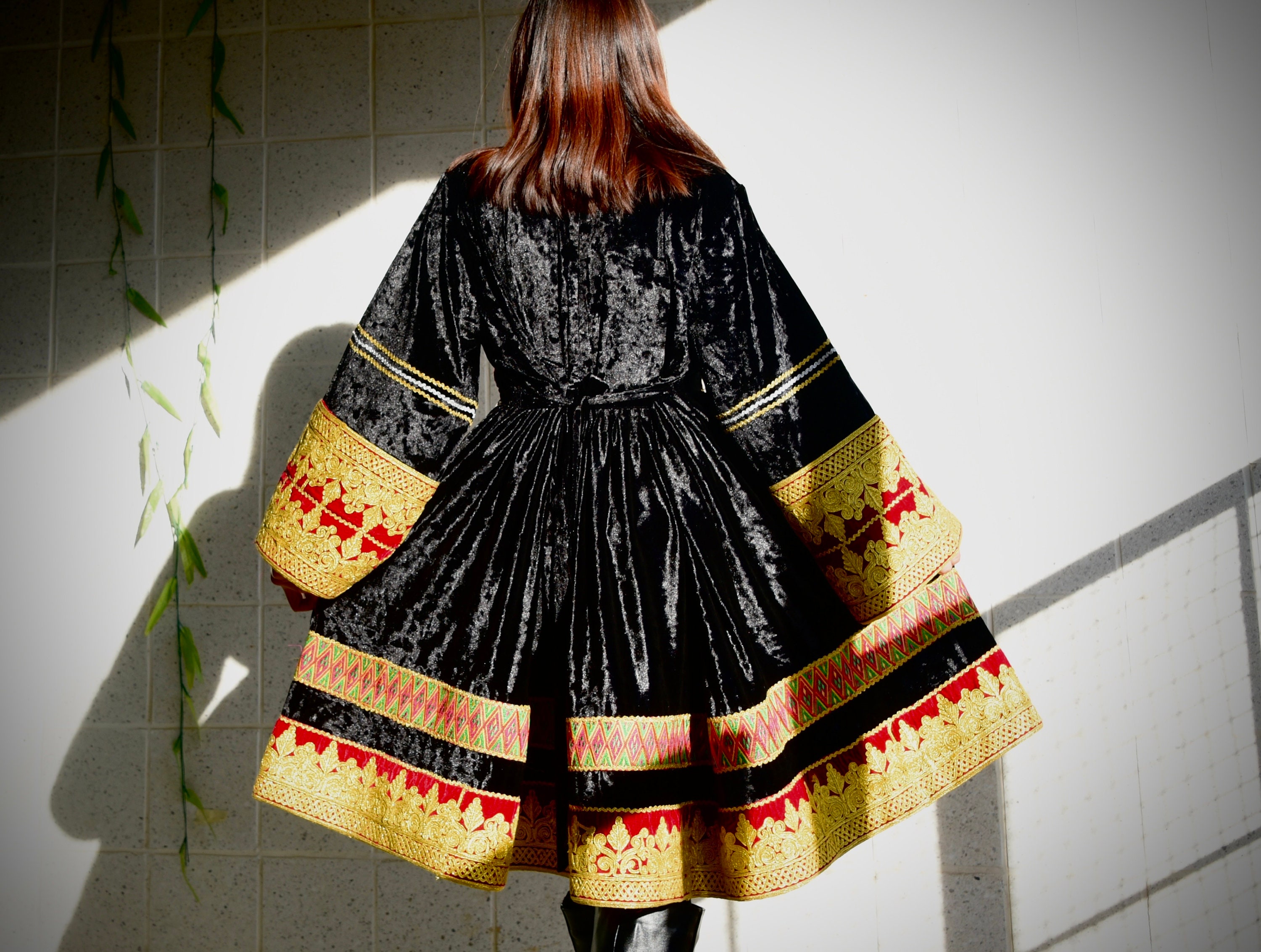 Afghan Black Tribal Kuchi Bakhmal Dress With Hand Knotted Yakhan - Etsy