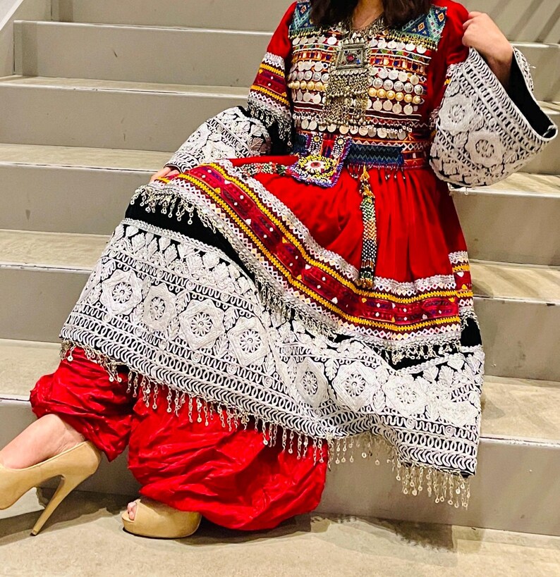 Afghan Red Tribal Kuchi Bakhmal Dress - Etsy