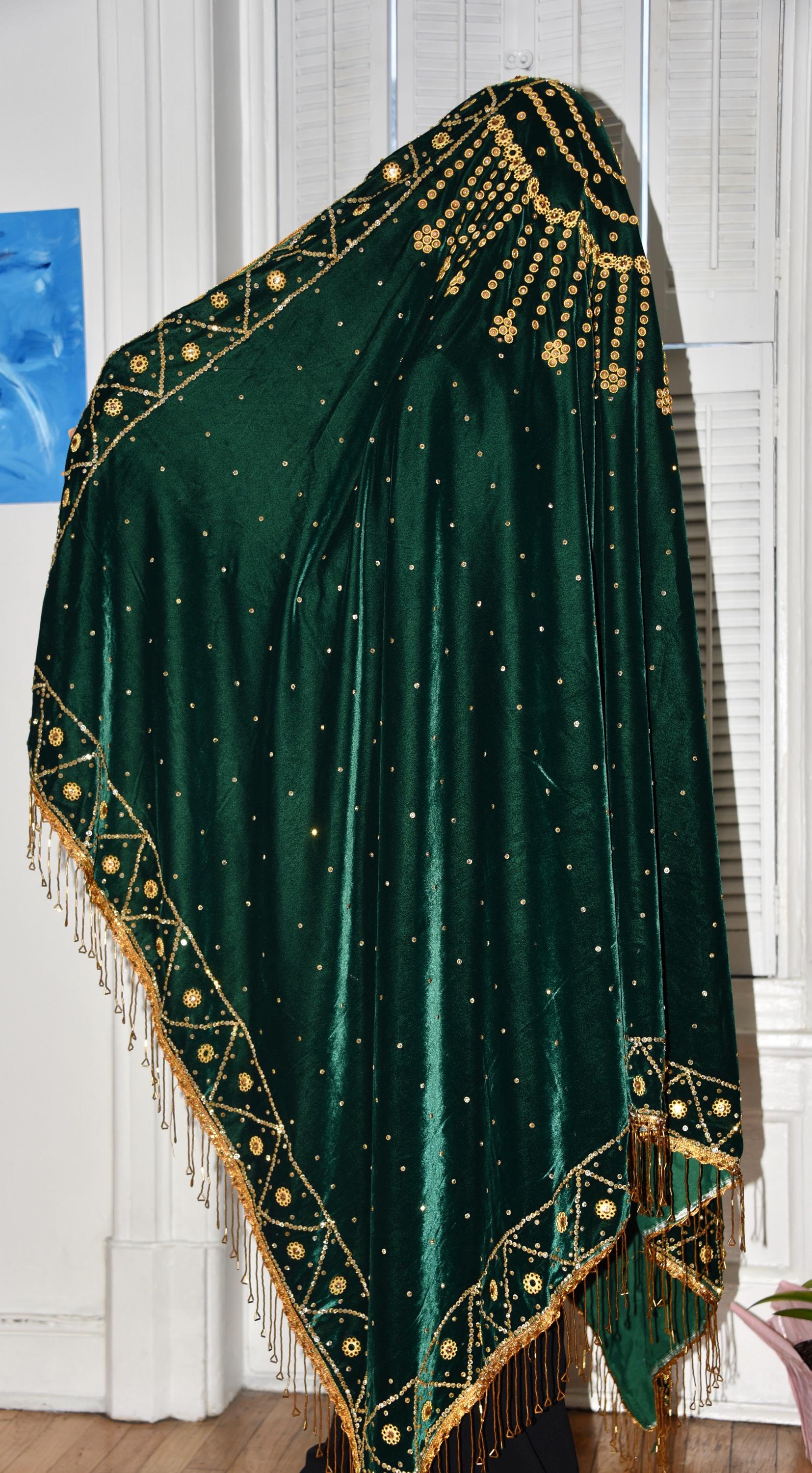 Green and Golden Engagement Shawl, Dastmale Ayna Mosaf, Lafz Wa ...