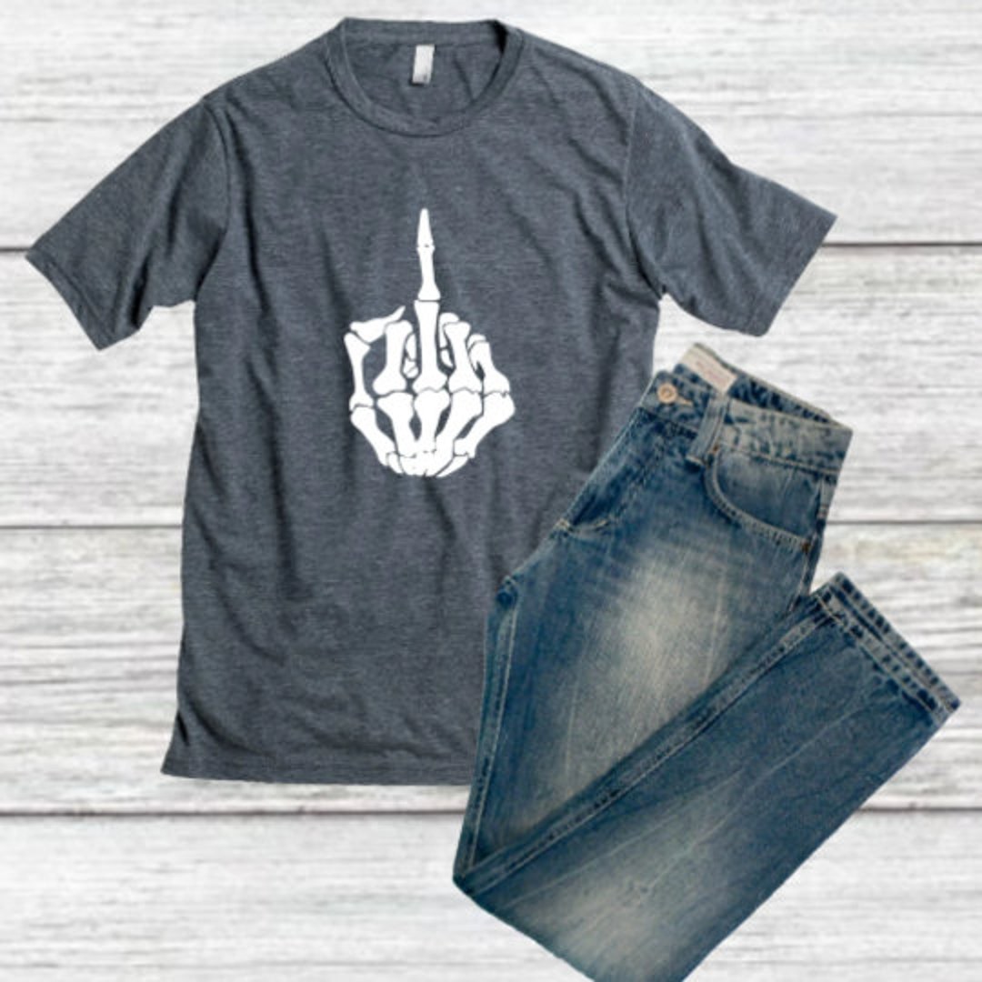 Middle Finger Iron on - Skeleton Hand Decal - F You - Goth - Emo ...