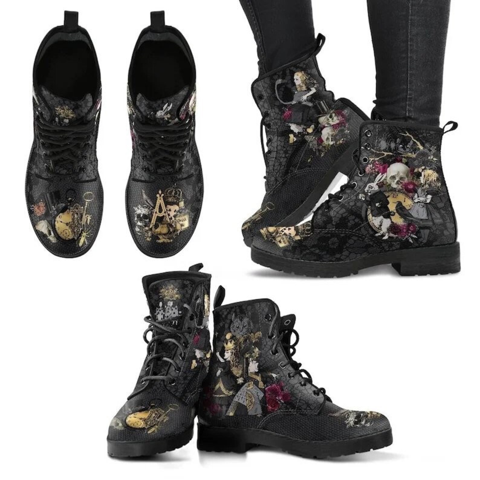 Alice in Wonderland Doc Styled Custom Boots - Etsy