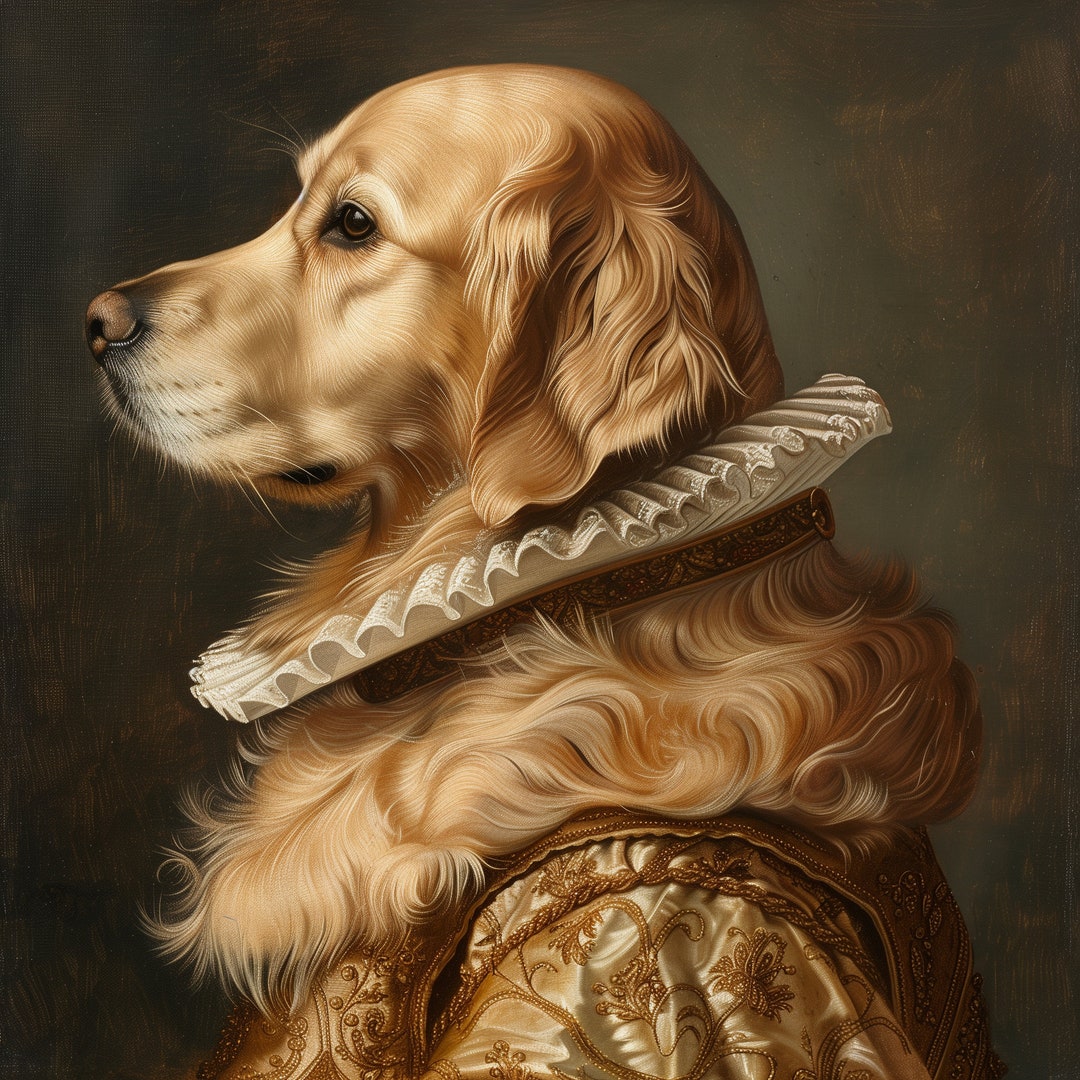 Renaissance Animal Portraits Digital File | Golden Retreiver | Vintage ...