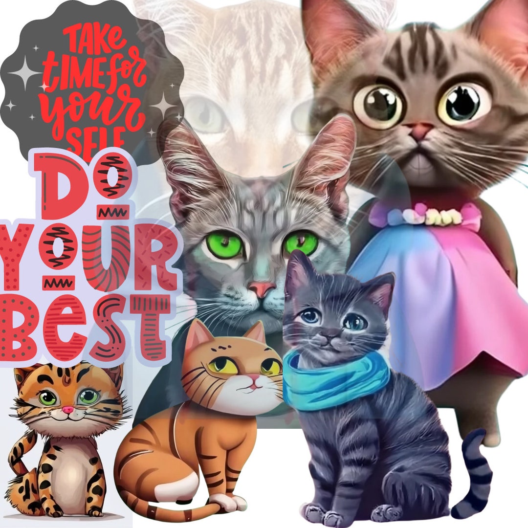 Printable Cut-out Stickers, Cats, Cute Cat, Inspirations, Gift, Merry ...