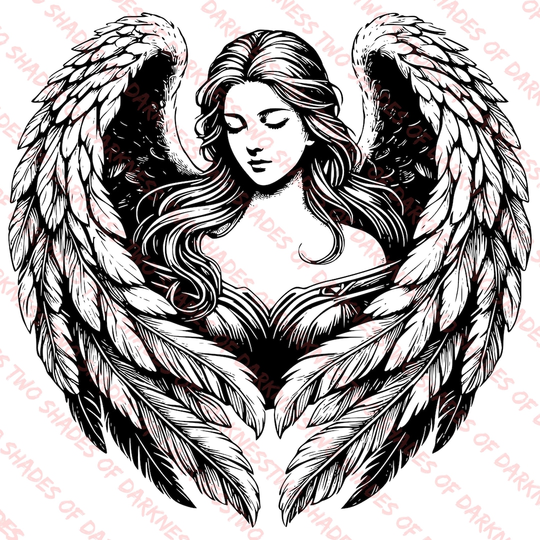 Angel Svg, Celestical Being Png, Elegant Winged Angel Illustration ...