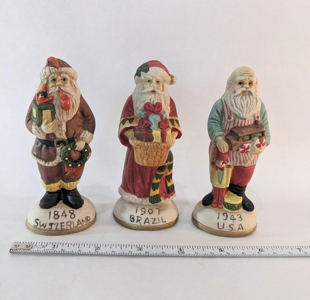 Set of Three Collectible Old World Ceramic Santas; 1848 Switzerland ...