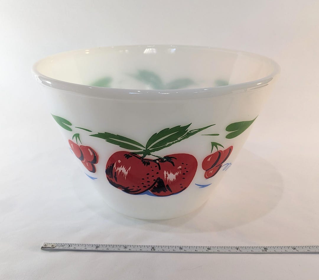 Vintage Fire King Apples and Cherries Splash Proof Mixing Bowl, 4 Qt ...