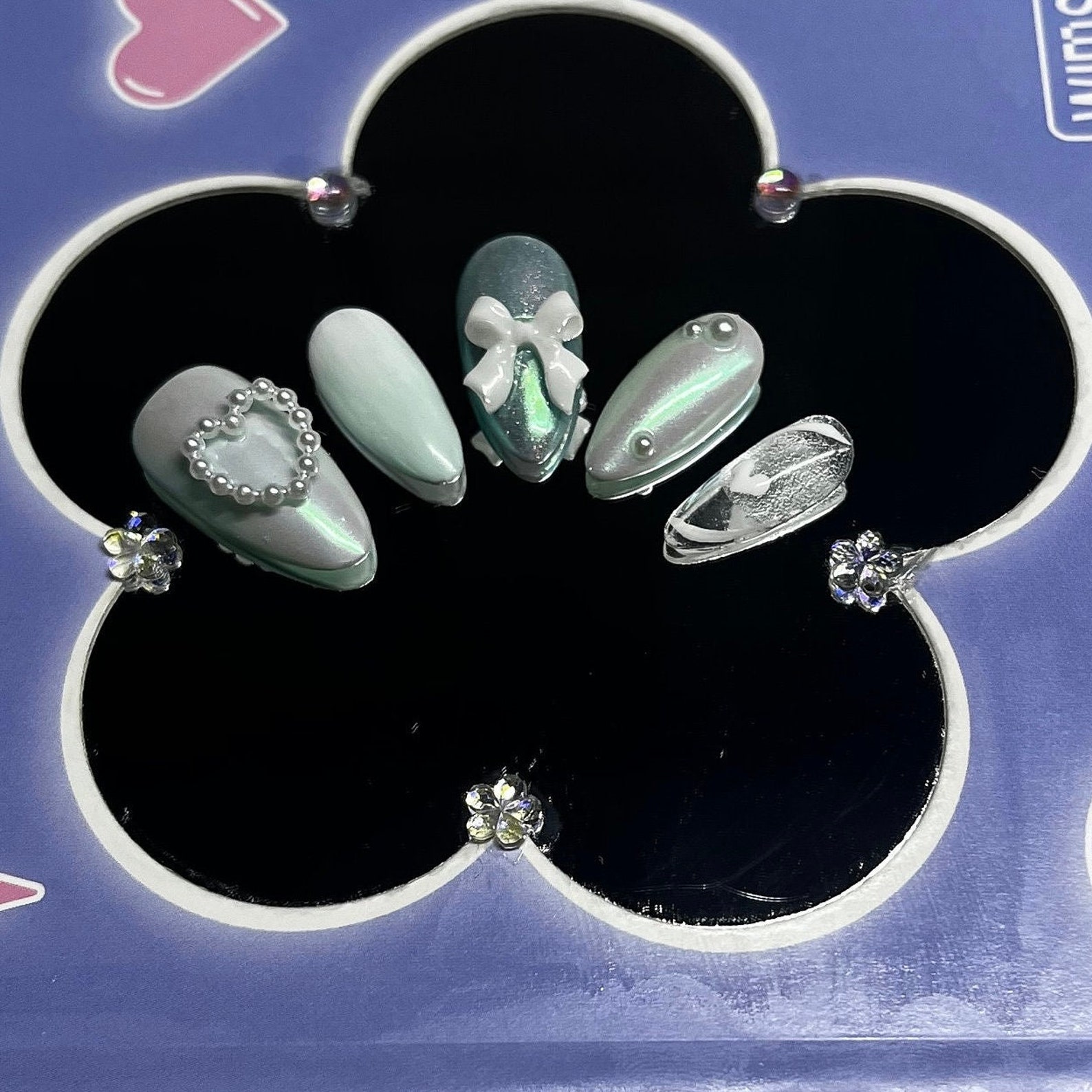 Coquette Sage Nails | Valorant Sage Inspired Nails | Gel Nails | - Etsy