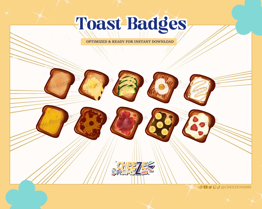 Toast Badge (10 Badges) for Twitch, Youtube, Discord - Etsy