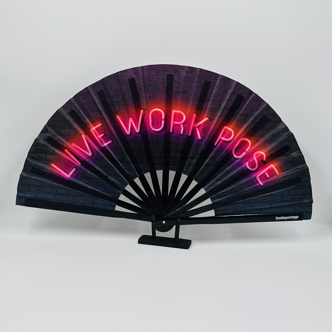 Live Work Pose Fan - Drag Clack Rave Bamboo Hand Fan - Etsy
