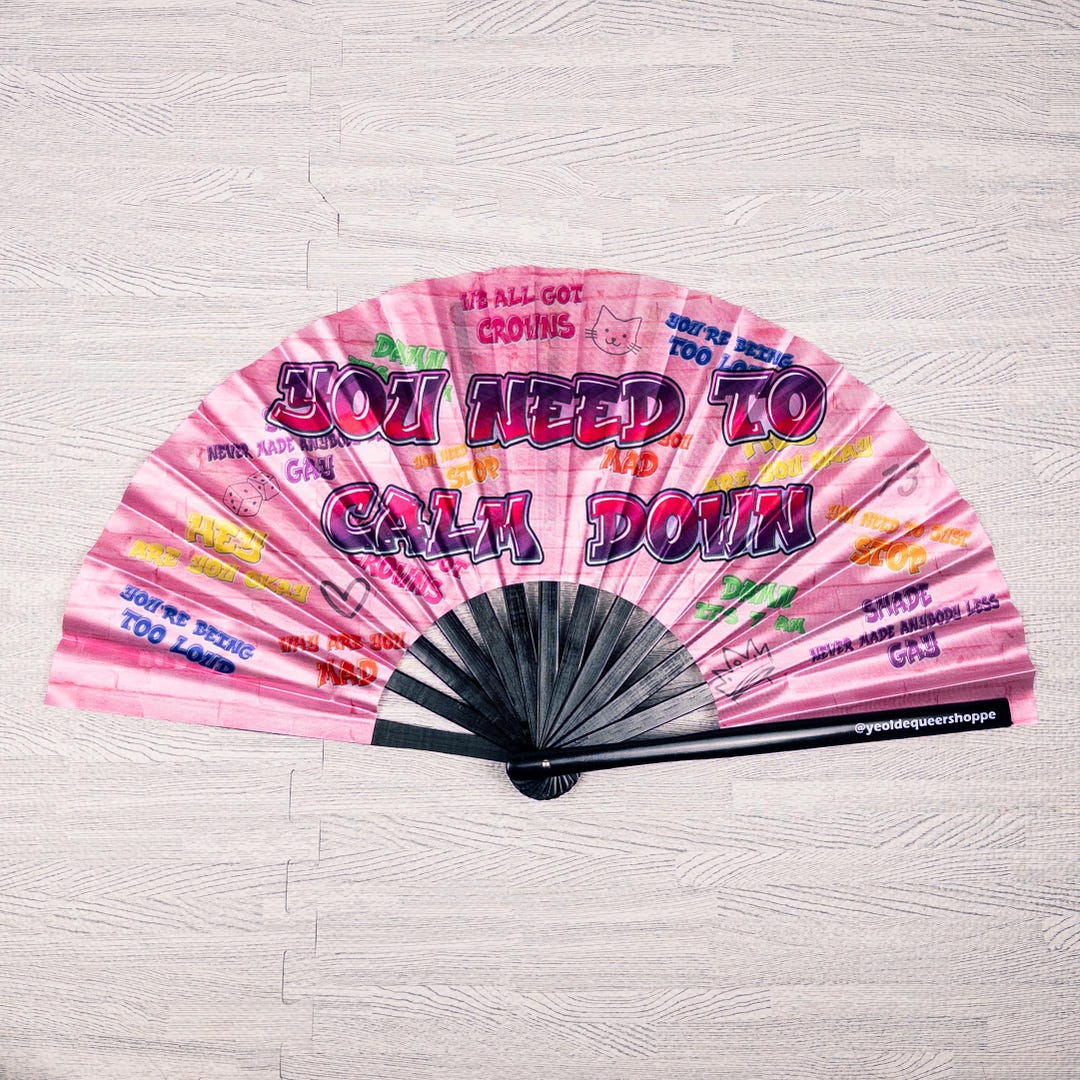 You Need to Calm Down Fan! Drag Clack Rave Bamboo Hand Fan - Etsy