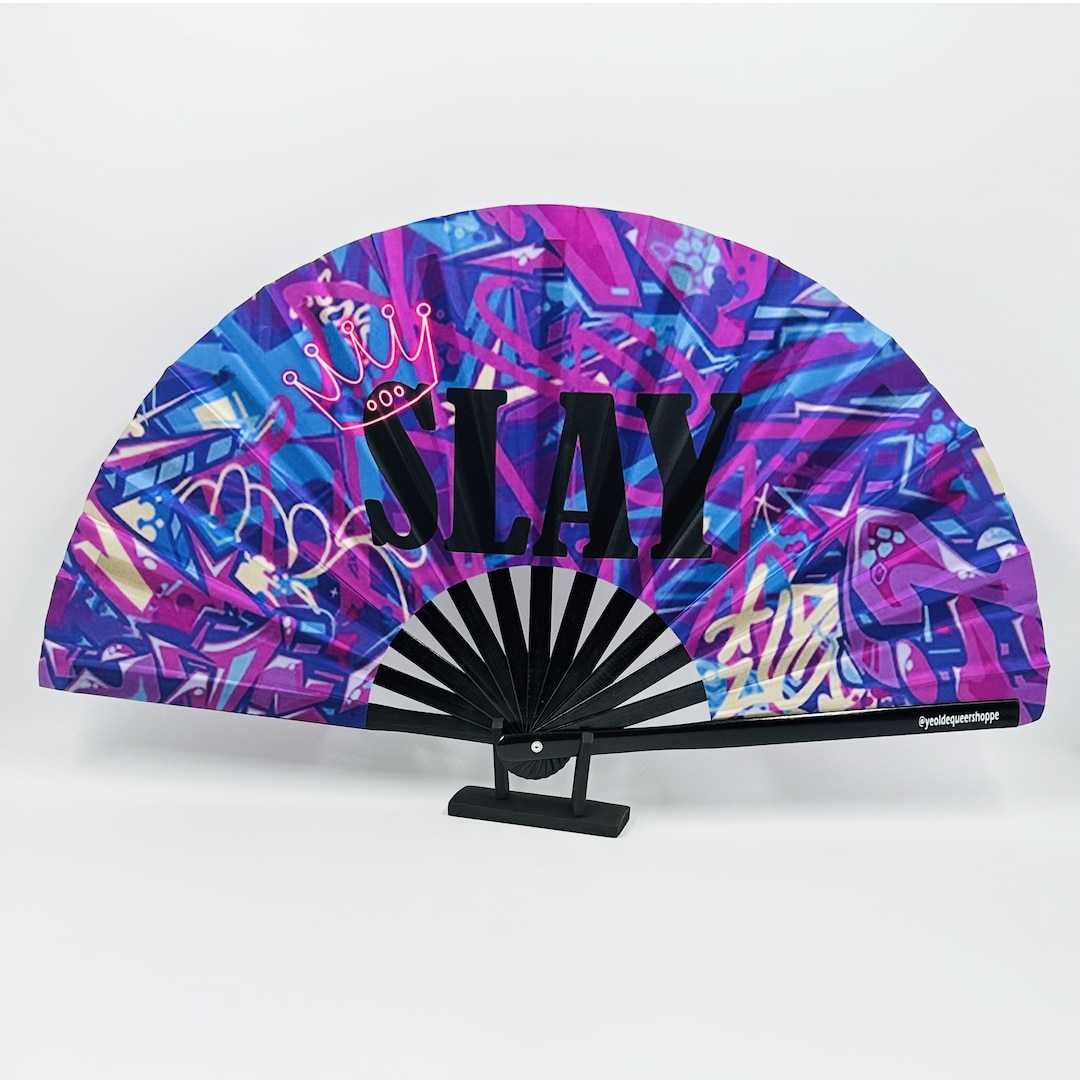 Slay Fan - Drag Clack Rave Bamboo Hand Fan - Etsy