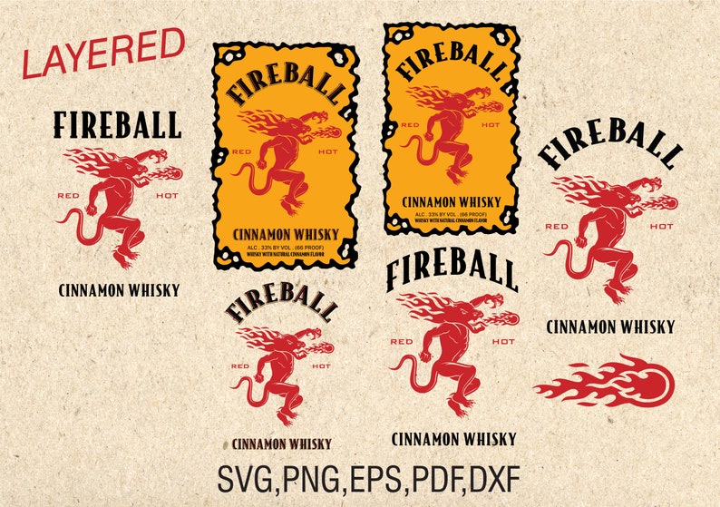 Fireball Whiskey Svg Png Eps Dxf Cricut Design Cut File Print Layered ...