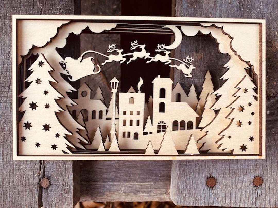 Christmas Santa and Reindeer Shadow Box DIY or Completed - Etsy