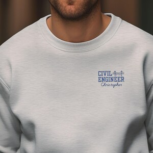 Civil Engineer Embroidered Personalized Crewneck Sweatshirt, Gift for ...