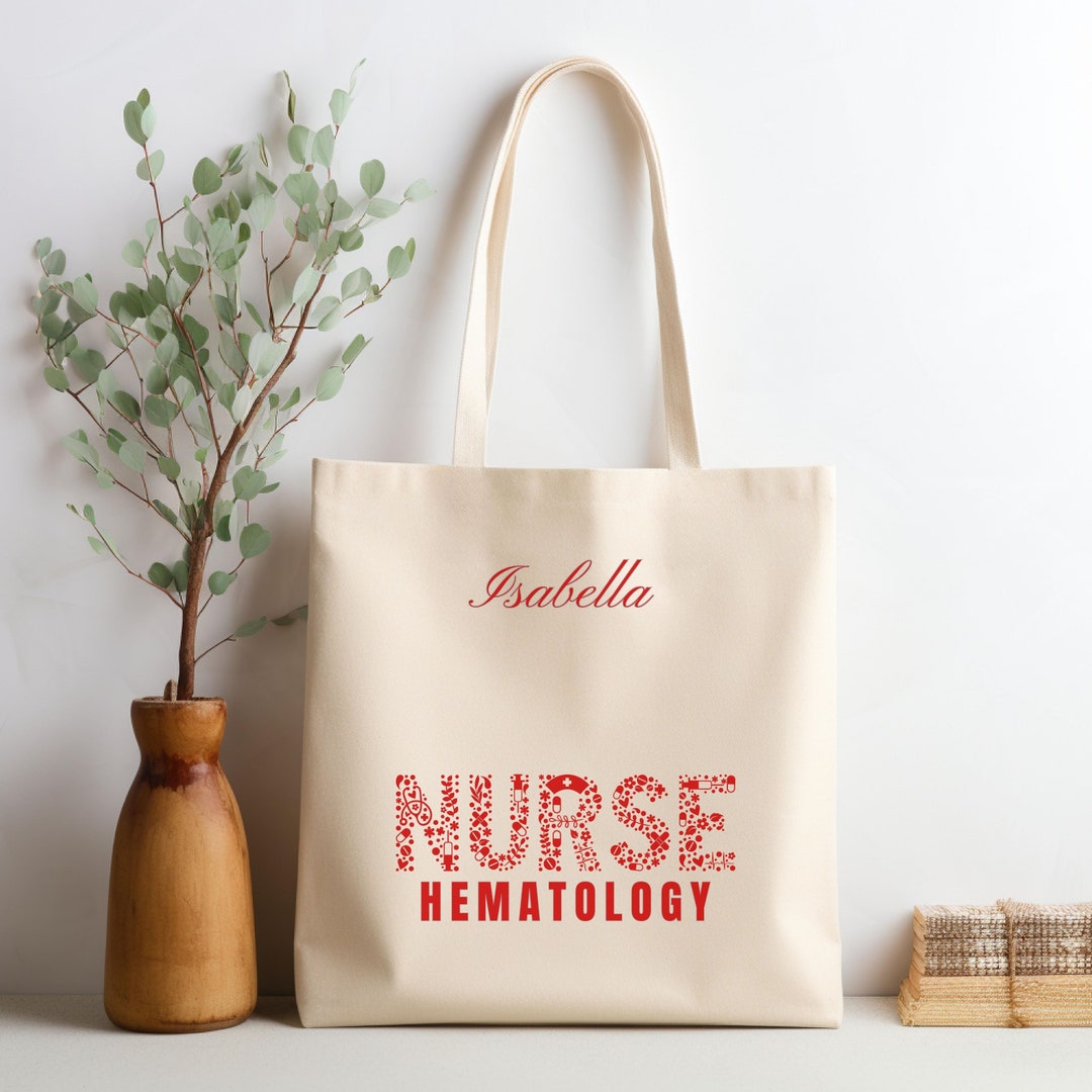 Hematology Nurse Tote Bag, Personalized Nurse Tote Bag, Hematologist ...