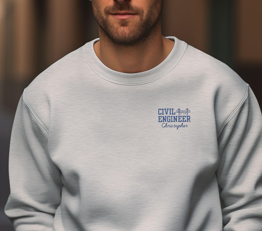 Civil Engineer Embroidered Personalized Crewneck Sweatshirt, Gift for ...