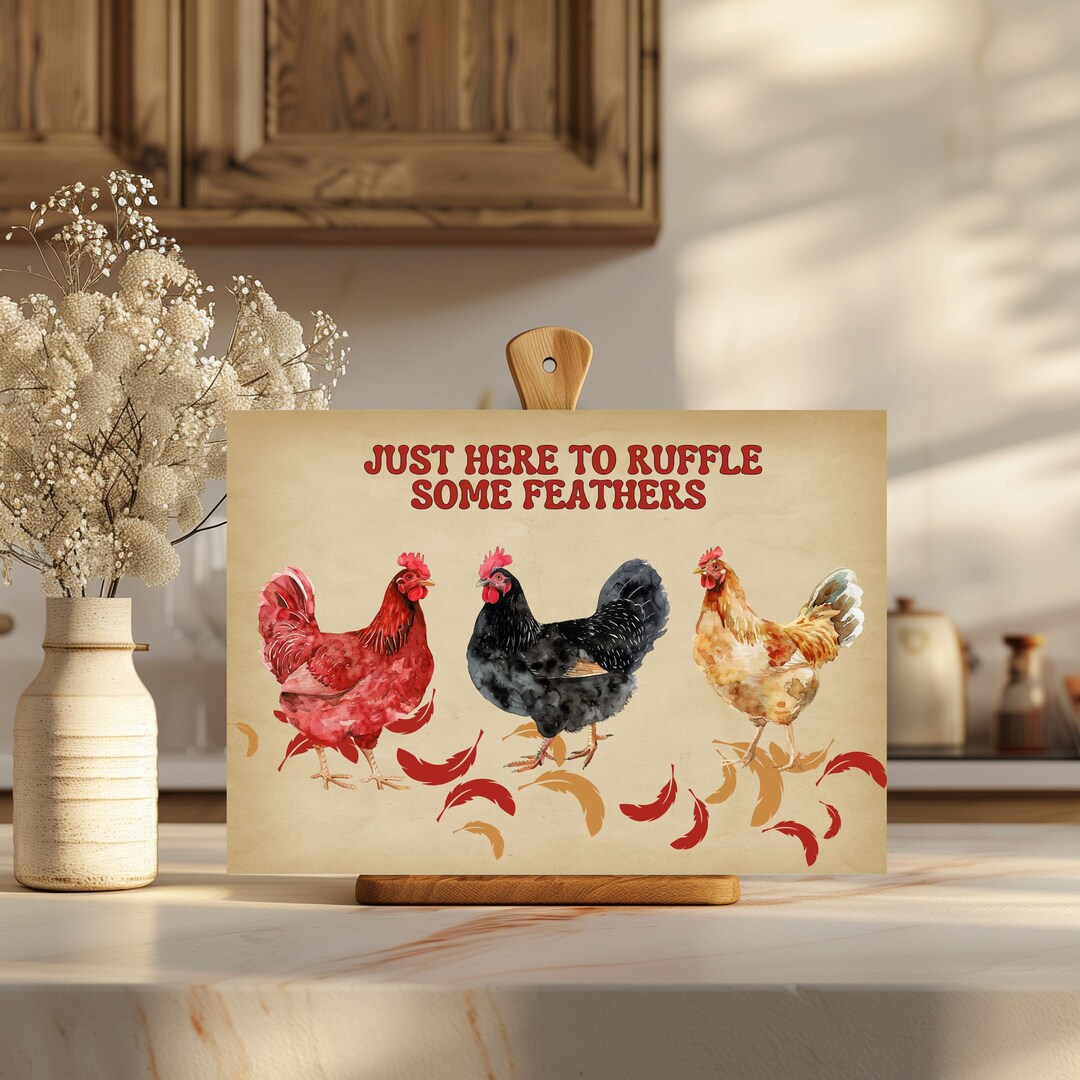 Just Here to Ruffle Some Feathers Chicken Cutting Board, Chicken Glass ...