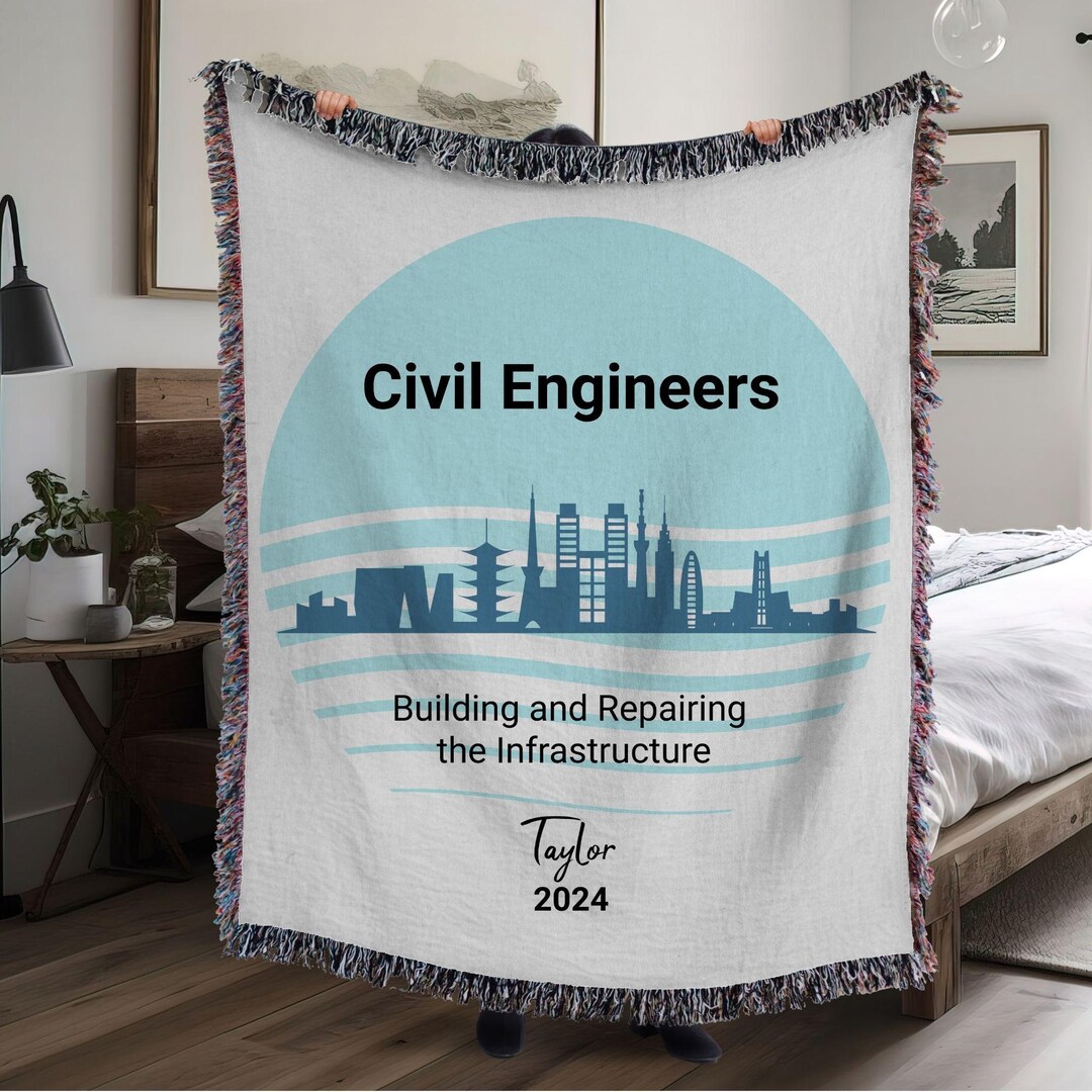 Personalized Civil Engineer Woven Blanket: Retro Cityscape Design - Etsy