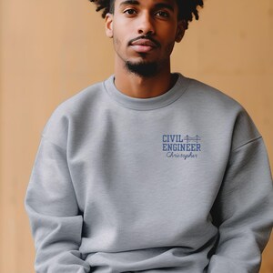 Civil Engineer Embroidered Personalized Crewneck Sweatshirt, Gift for ...