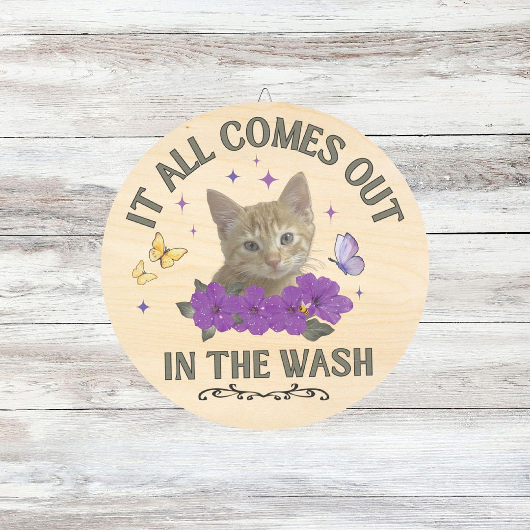 Personalized Cat Wood Sign: Laundry Room Decor, Pet Lover Gift - Etsy