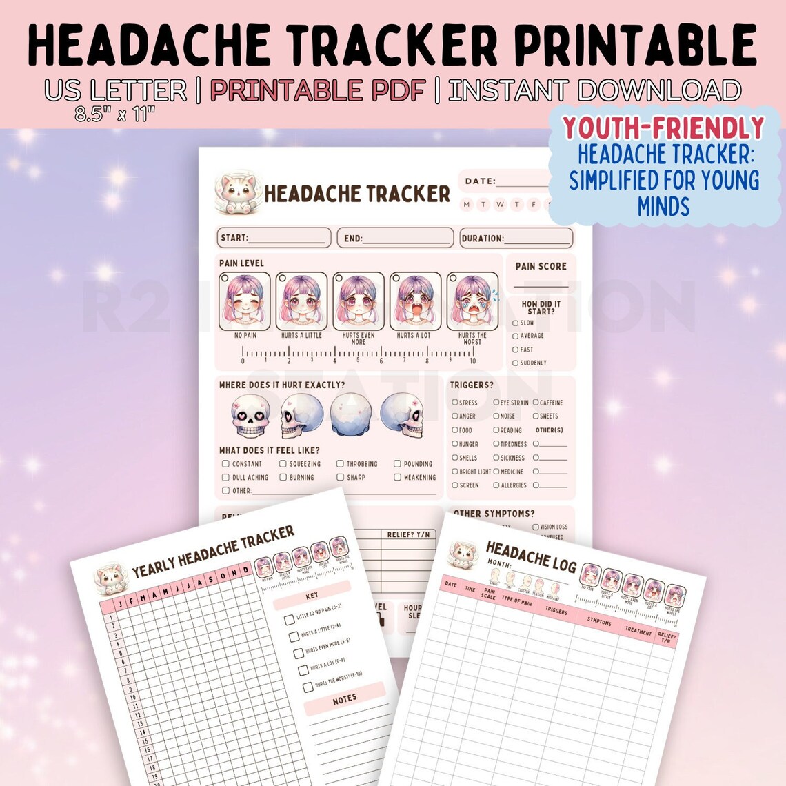 Youth-friendly Headache Tracker: Simplified for Young Minds | Kawaii ...