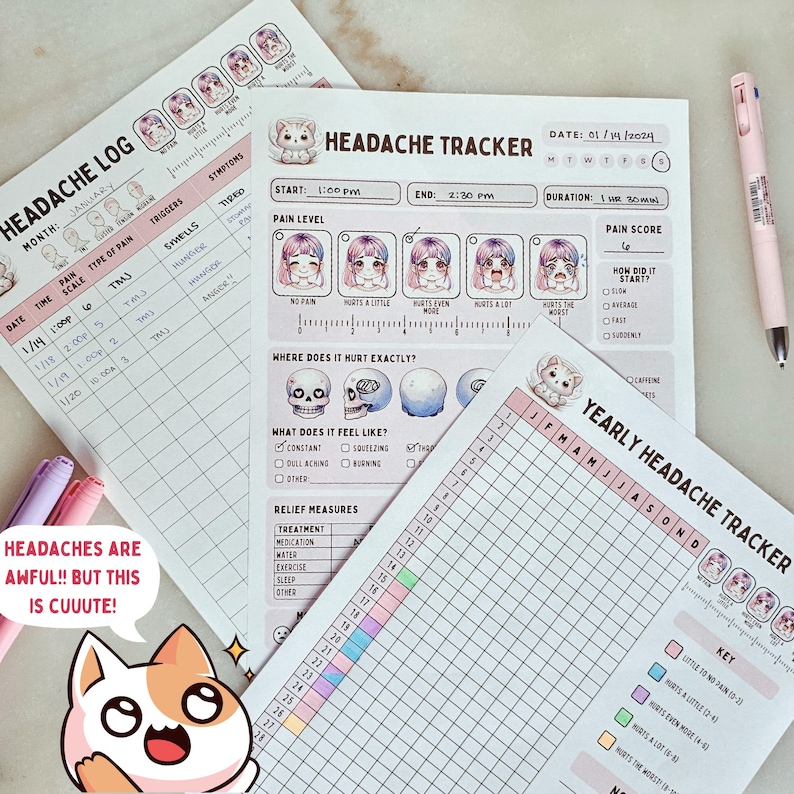 Youth-friendly Headache Tracker: Simplified for Young Minds | Kawaii ...