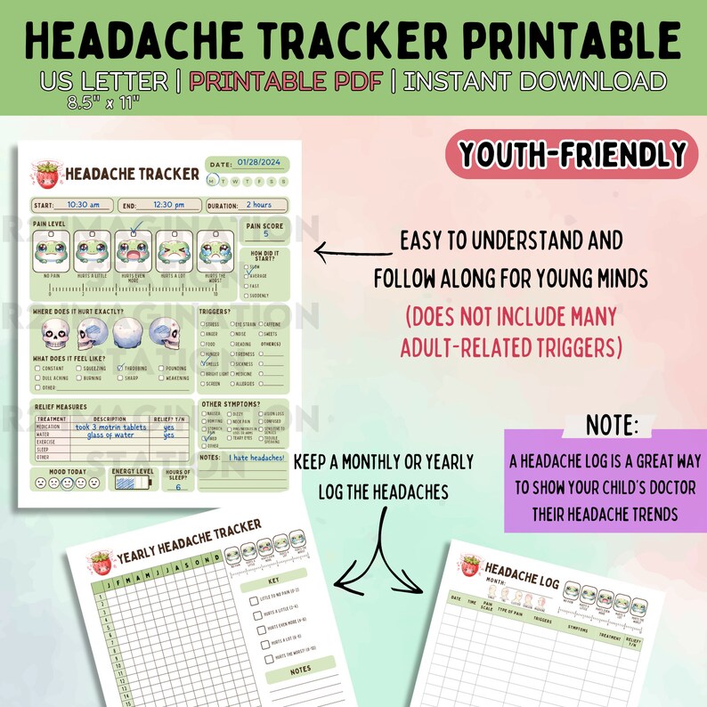 Youth-friendly Headache Tracker: Simplified for Young Minds | Kawaii ...