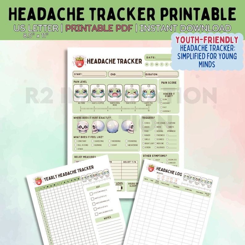 Youth-friendly Headache Tracker: Simplified for Young Minds | Kawaii ...