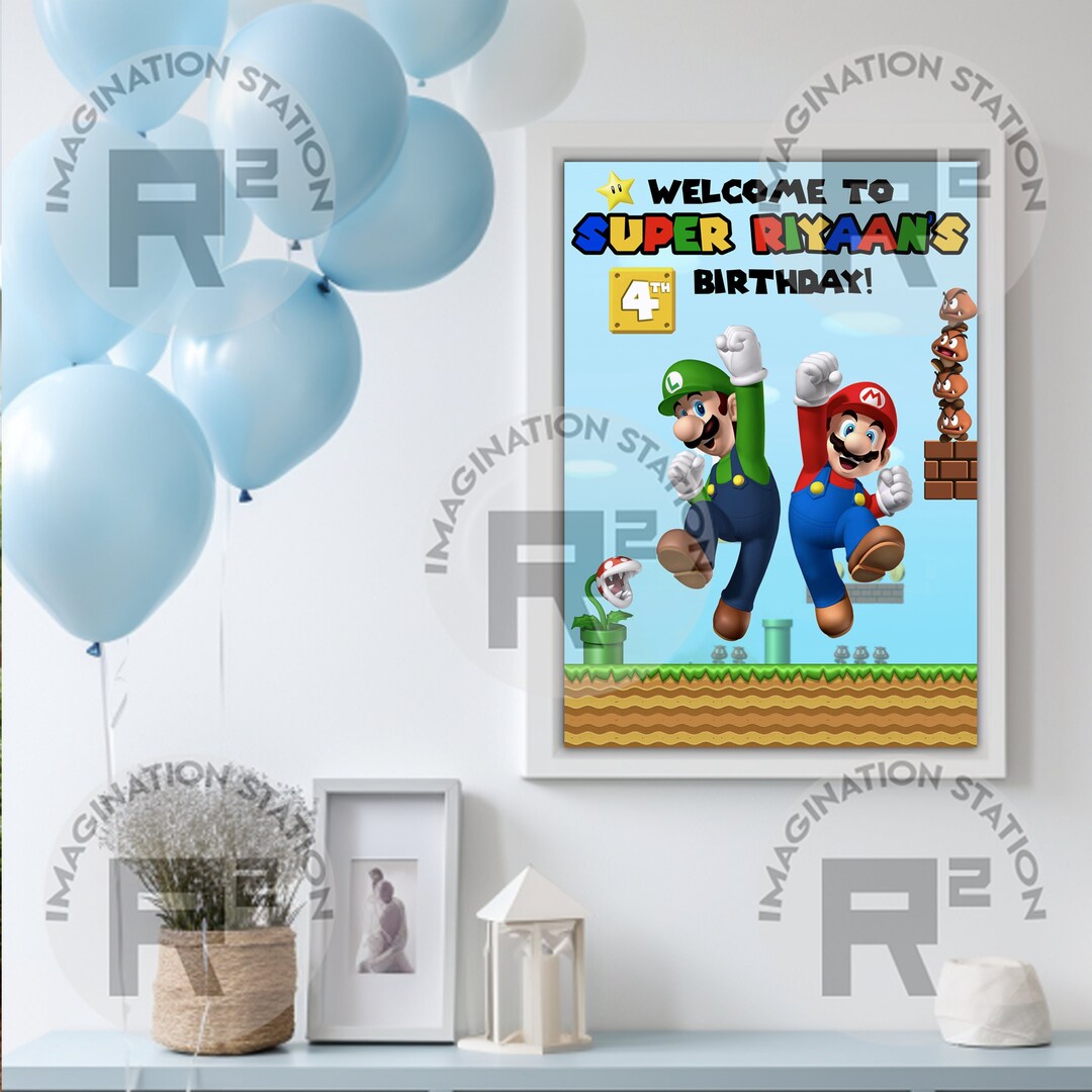 Super Mario Birthday Welcome Sign Mario Bros Bday Party - Etsy