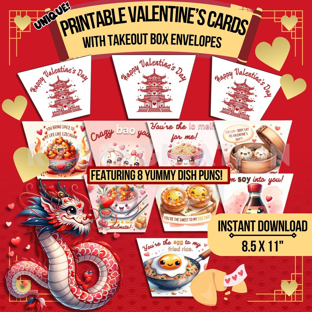 Valentine's Day Cards Chinese Food Edition | Printable Cards & Takeout ...
