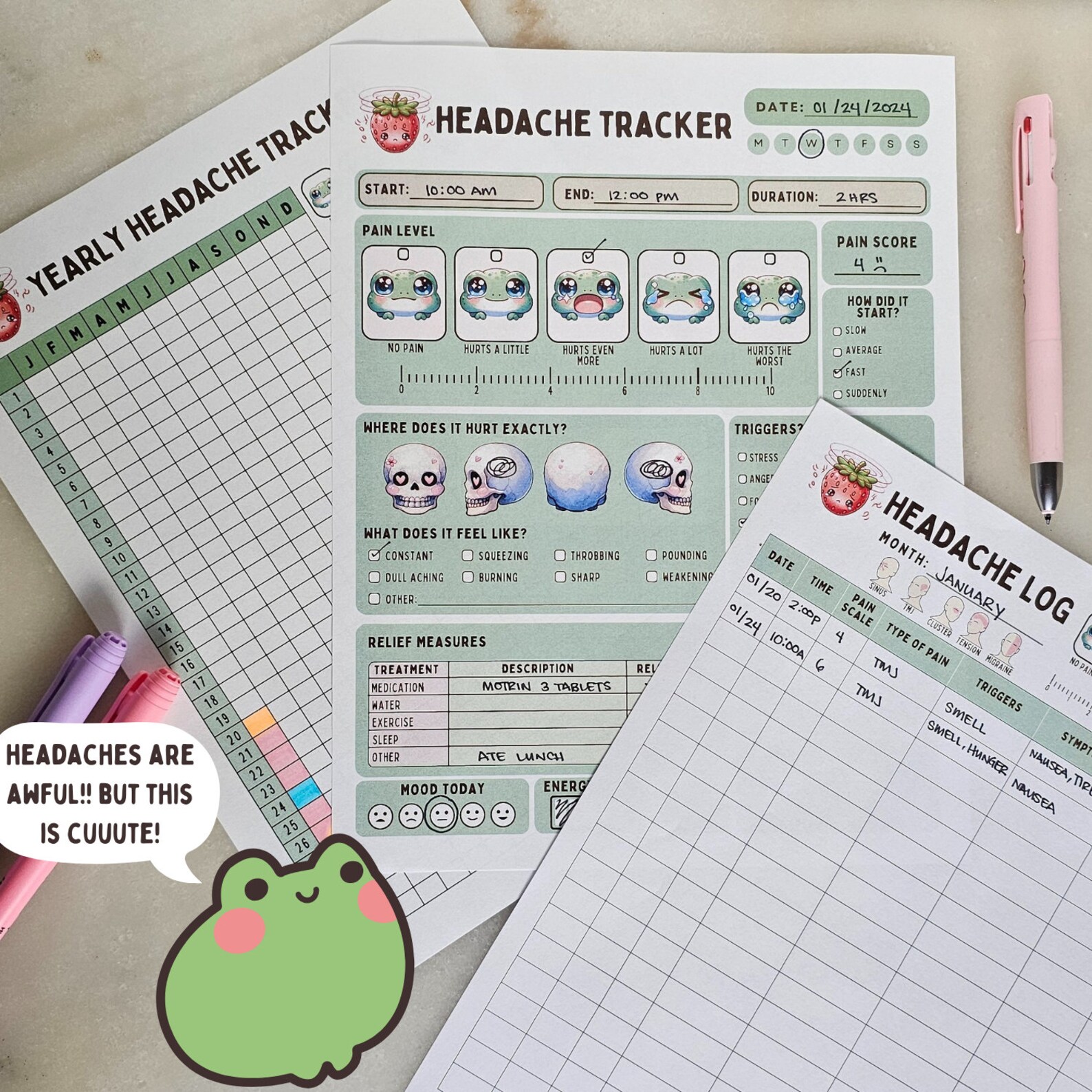 Youth-friendly Headache Tracker: Simplified for Young Minds | Kawaii ...