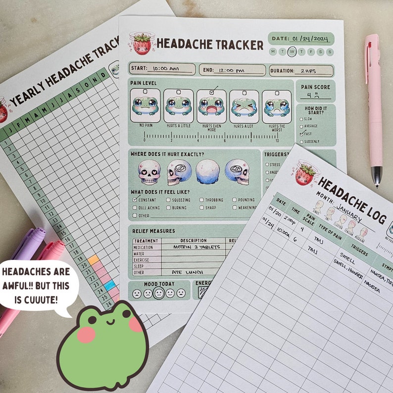 Youth-friendly Headache Tracker: Simplified for Young Minds | Kawaii ...