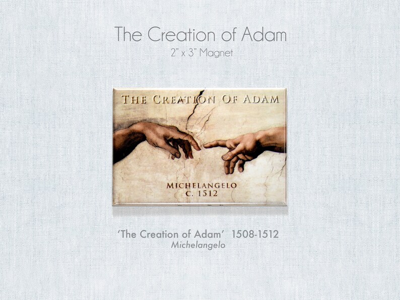 THE CREATION of ADAM '1512' - Michelangelo Miniature Painting Magnet ...