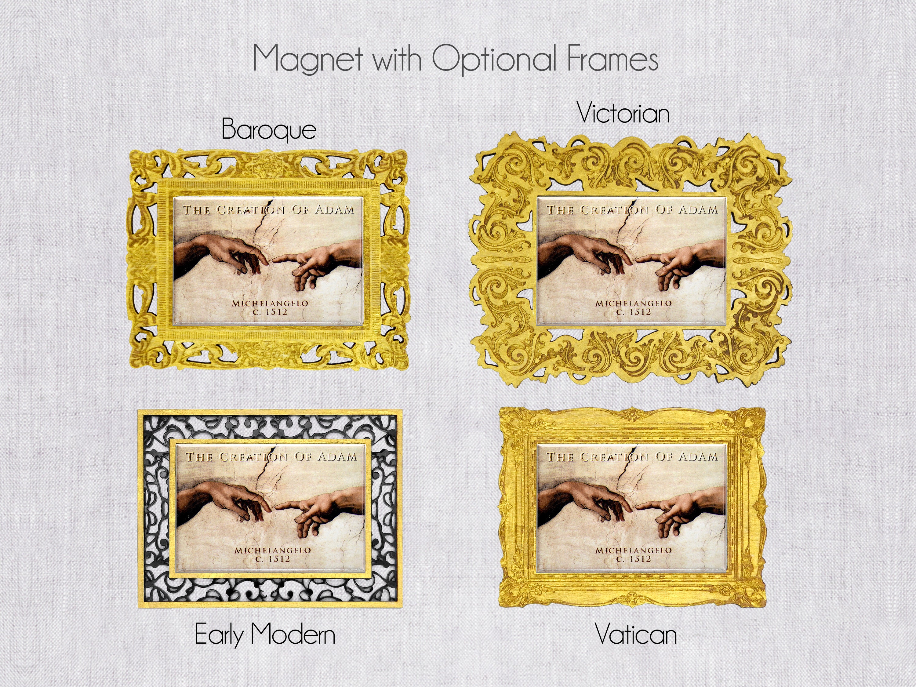 THE CREATION of ADAM '1512' Michelangelo Miniature Painting Magnet ...