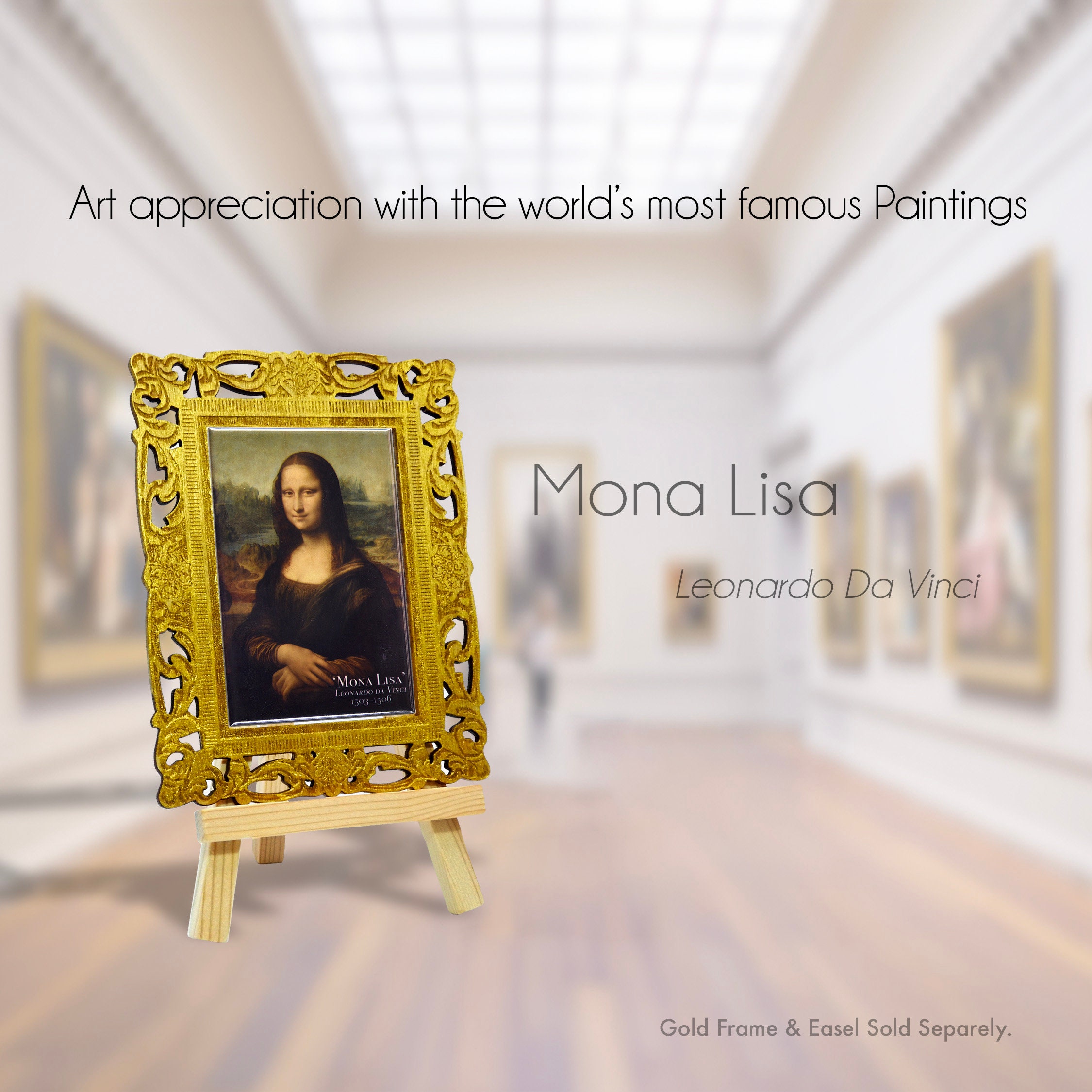 MONA LISA '1506' Leonardo Da Vinci Miniature Painting Magnet. Optional ...