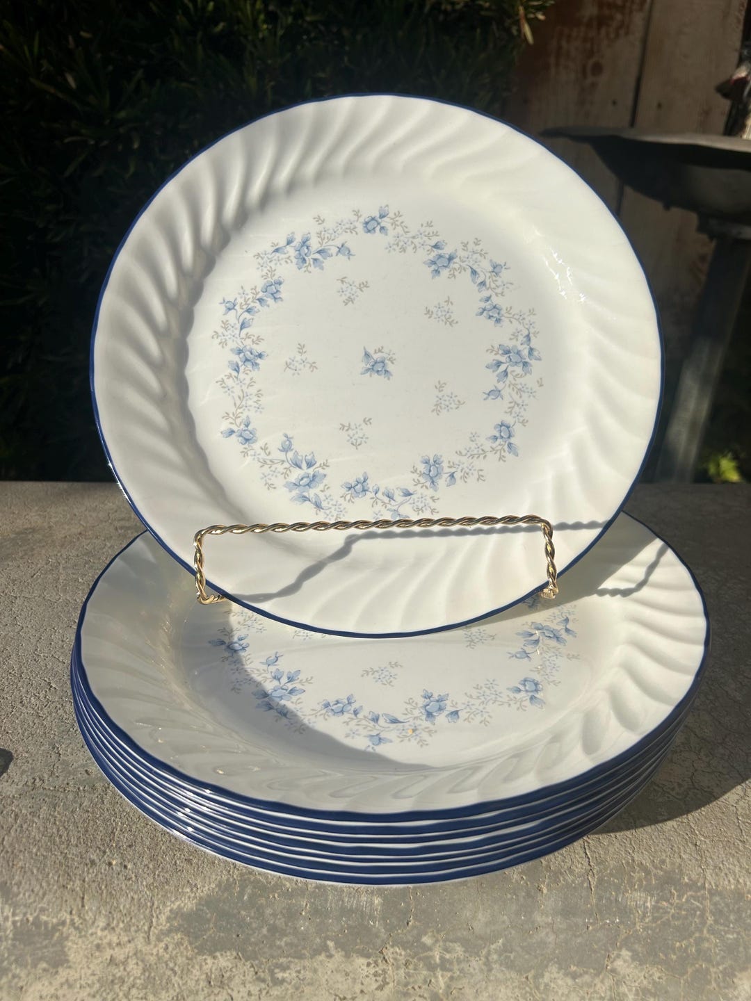 8 Corelle Blue Fleur Swirl Pattern 10 Dinner Plates Priced Separately ...