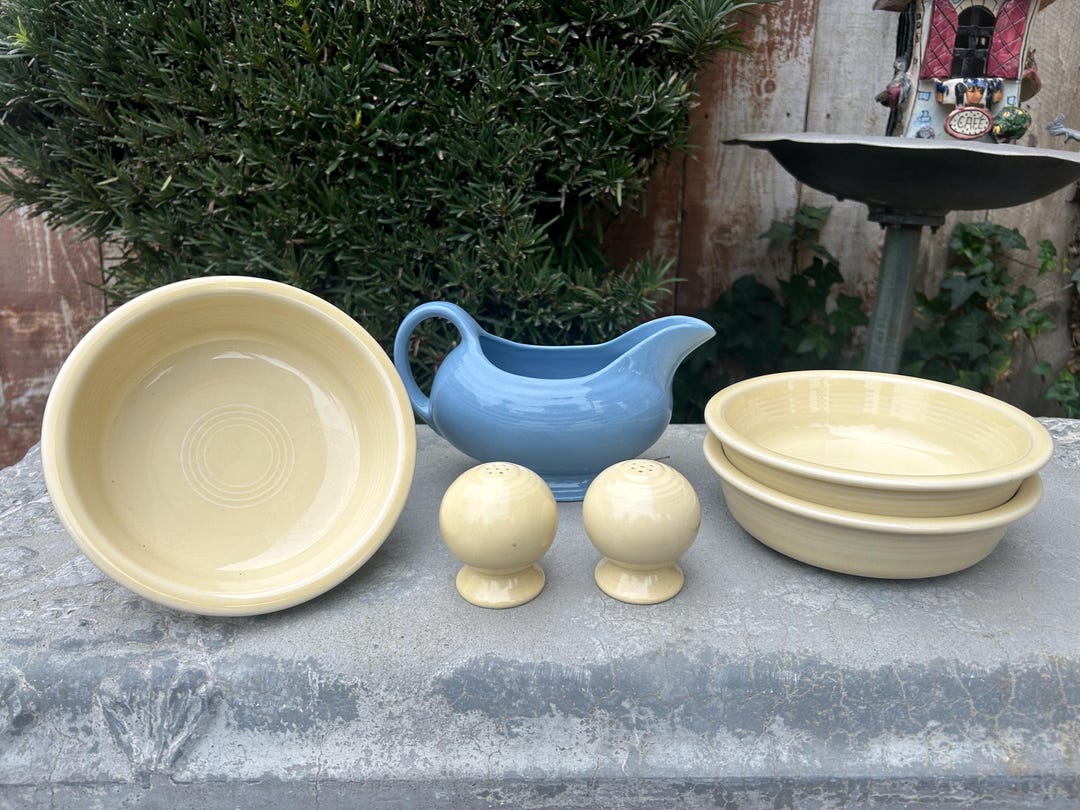 Fiestaware Lot..pale Yellow Color Cereal Dishes ,salt & Pepper Shakers ...