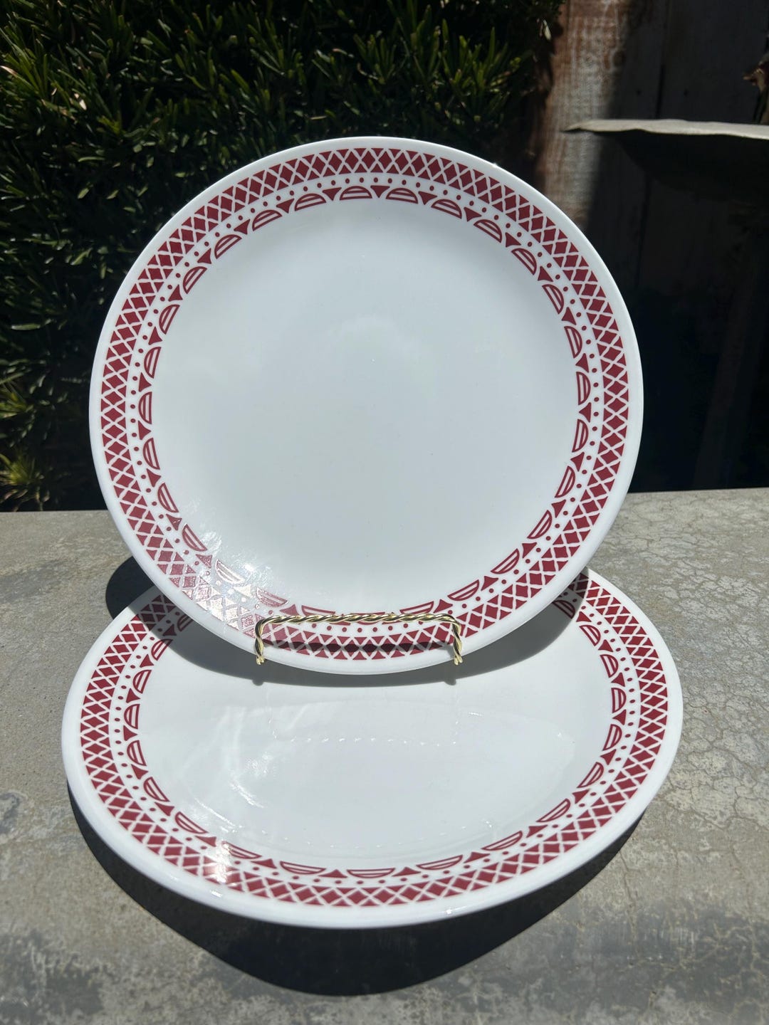 2 Corelle Red Cordoba Pattern 10” Dinner Plates - Etsy