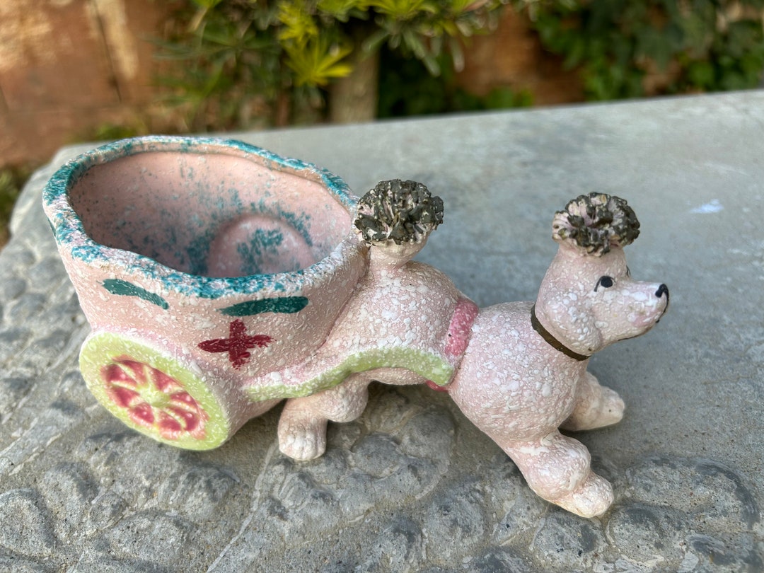 Vtg 1950s Pink Poodle Planter W Puffy Paint & Spaghetti Hair - Etsy