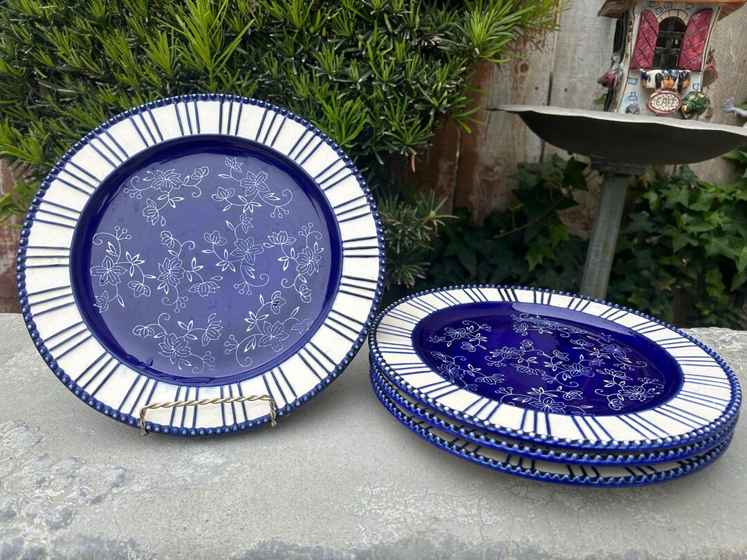 Temptations by Tara Blue Floral Lace Dinner Plates Sold Individually - Etsy