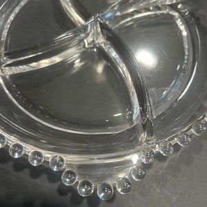 Vtg Imperial Glass Candlewick Pattern 8.5” 4 Part Divided Glass Relish ...